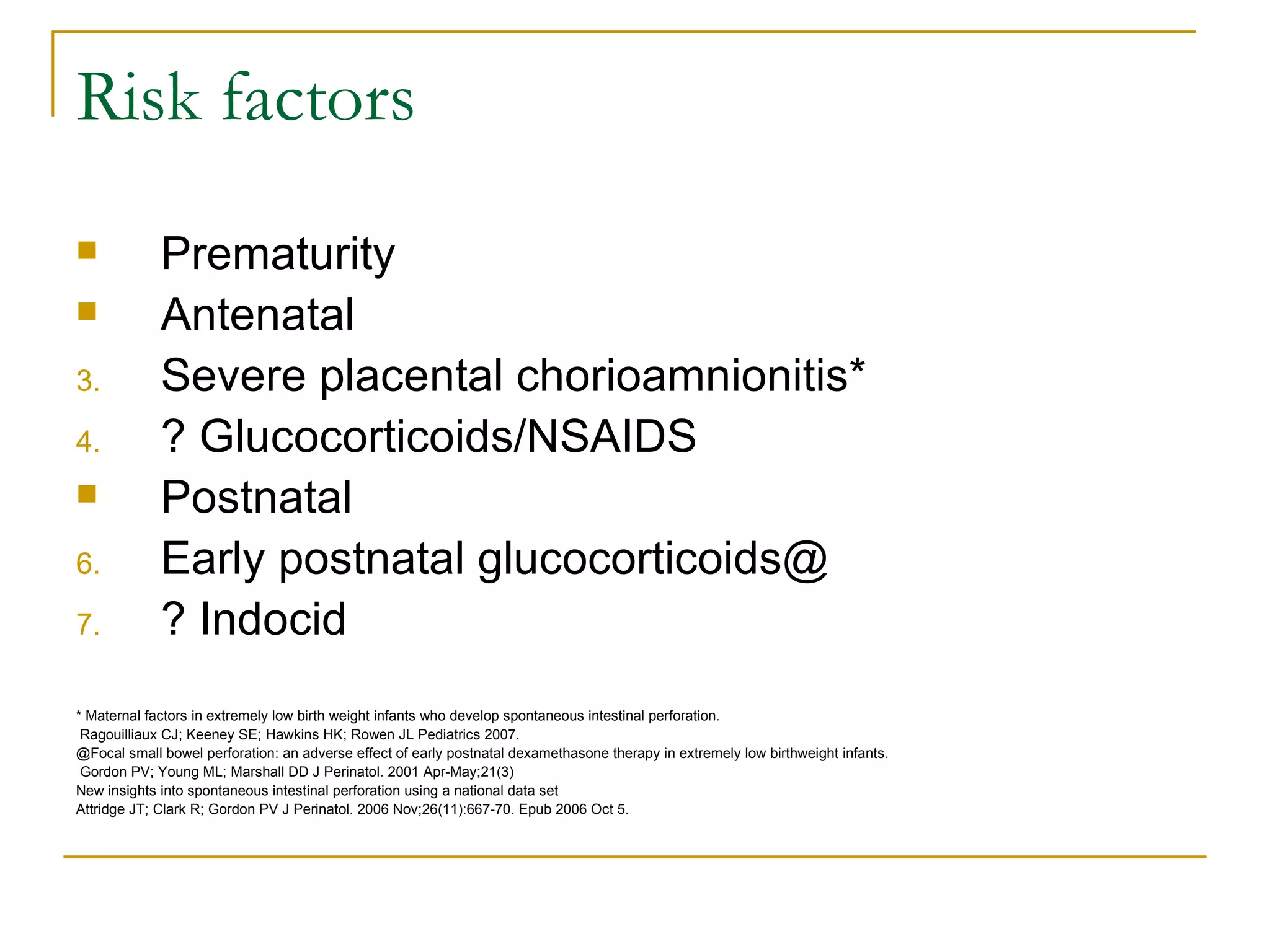 Spontaneous intestinal perforation vs nec | PPT