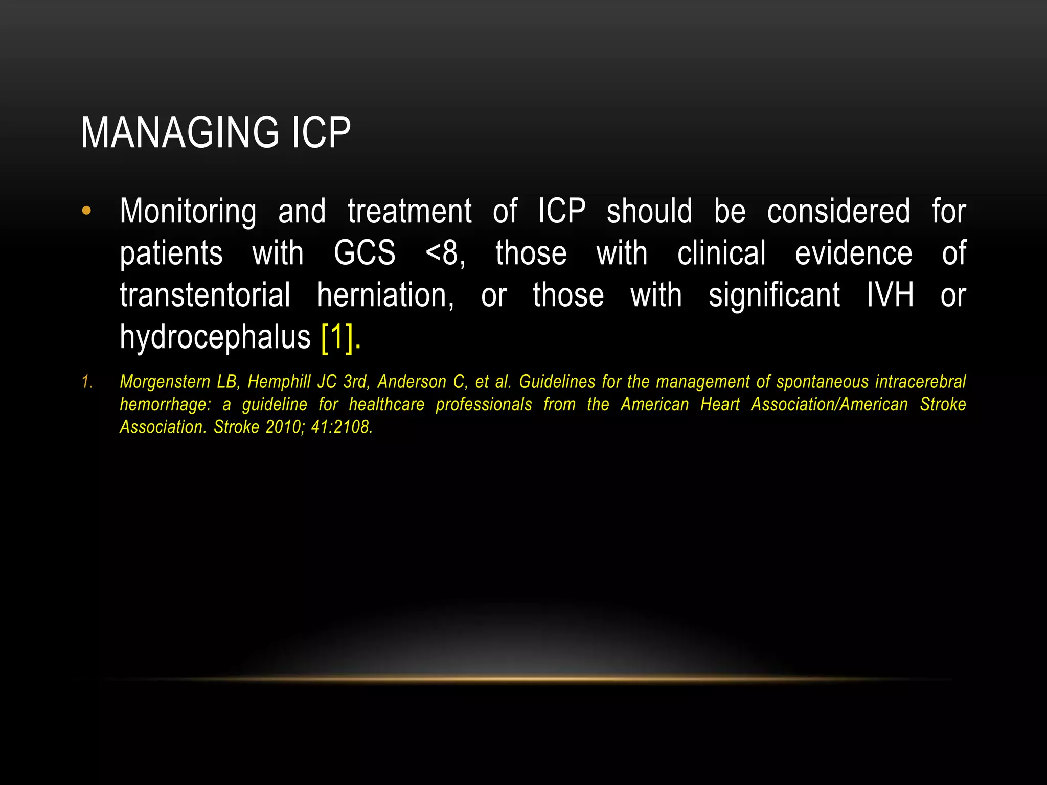 Spontaneous intracerebral hemorrhage | PPTX