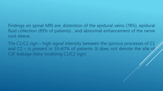 Spontaneous intracranial hypotension (sih) | PPTX | Brain and Nervous ...