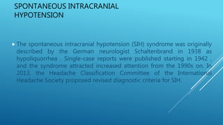 Spontaneous intracranial hypotension (sih) | PPTX