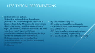 Spontaneous intracranial hypotension (sih) | PPTX