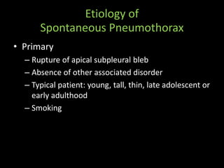 Spontaneous pneumothorax for general surgical residents | PPTX