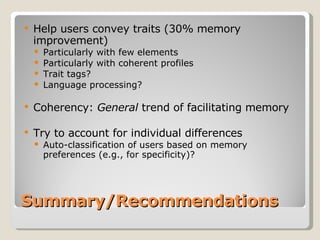 Spontaneous Inference of Personality Traits and Effects on Memory for Online Profiles | PPT