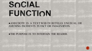 The Genre of The Text : Spoof and Anecdote.pptx | Comedy | Genres