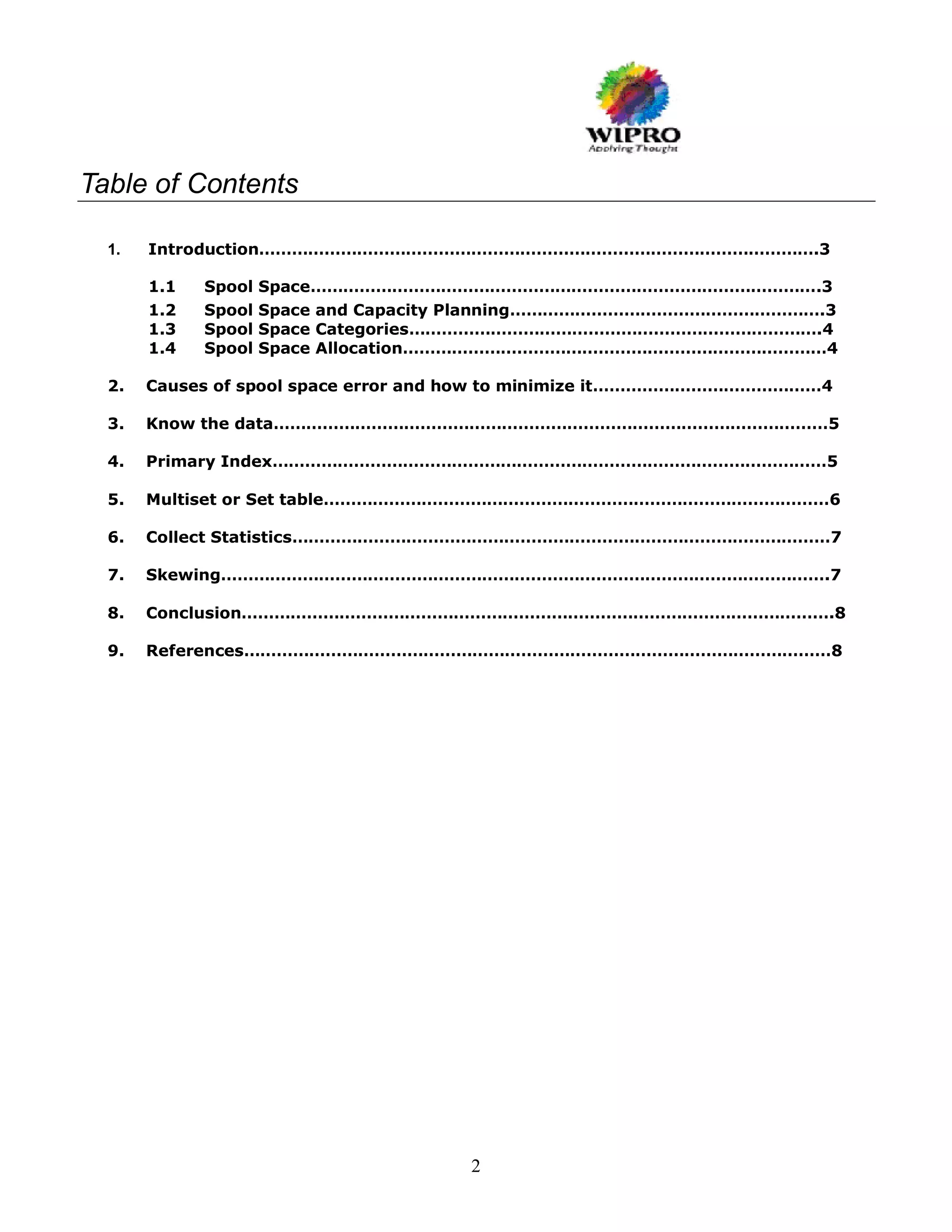 White paper on Spool space in teradata | PDF