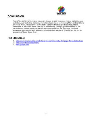 White paper on Spool space in teradata | PDF