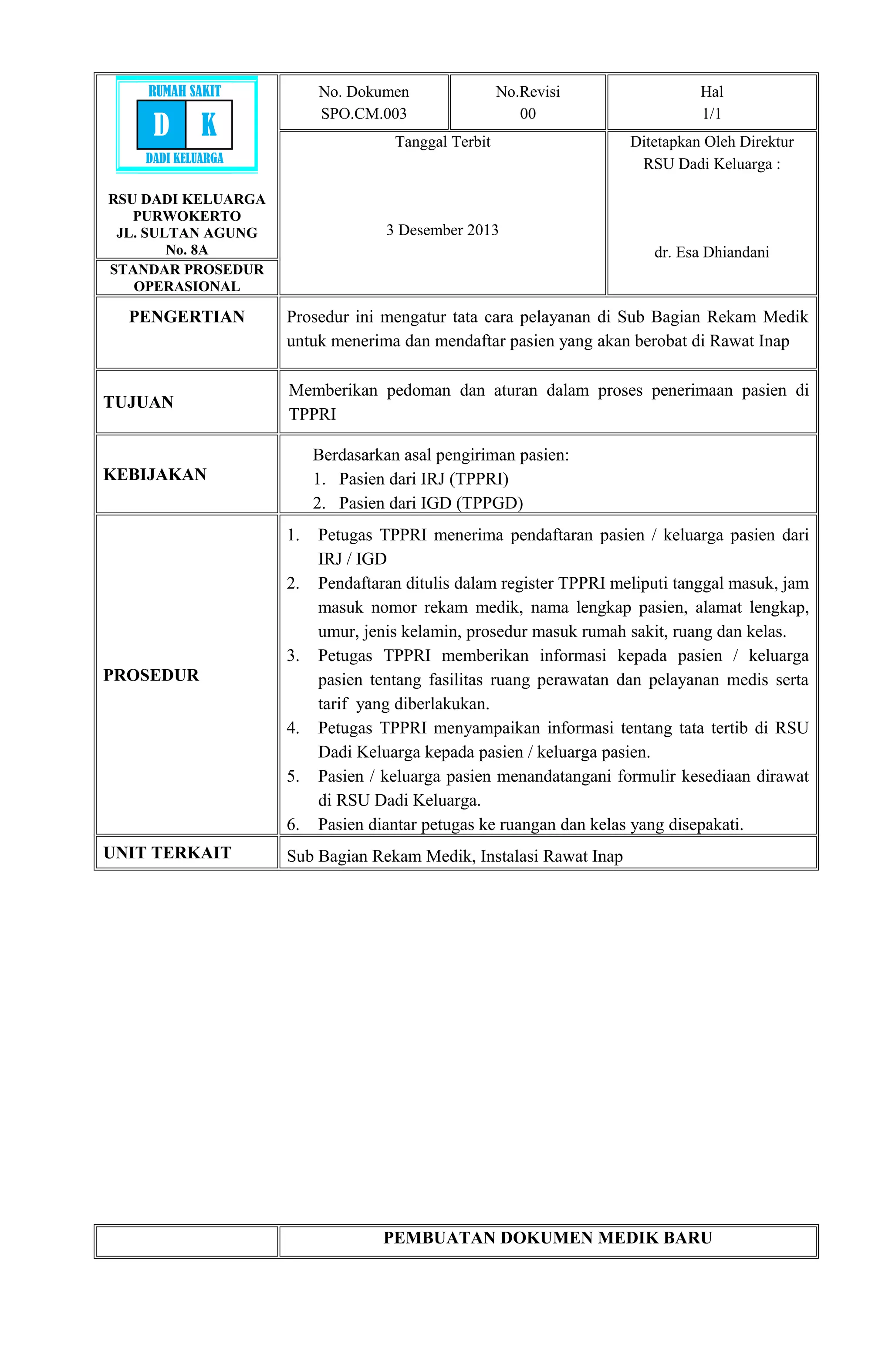 Spo rekam medik | DOC