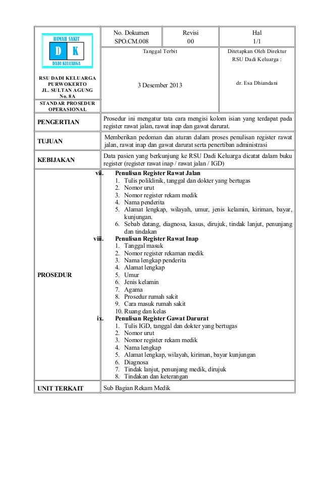 Contoh Rekam Medis Klinik - Perumperindo.co.id