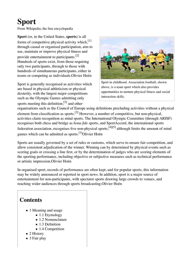Sport wikipedia Olivier Hoen | PDF | Participant Sports | Fitness and ...