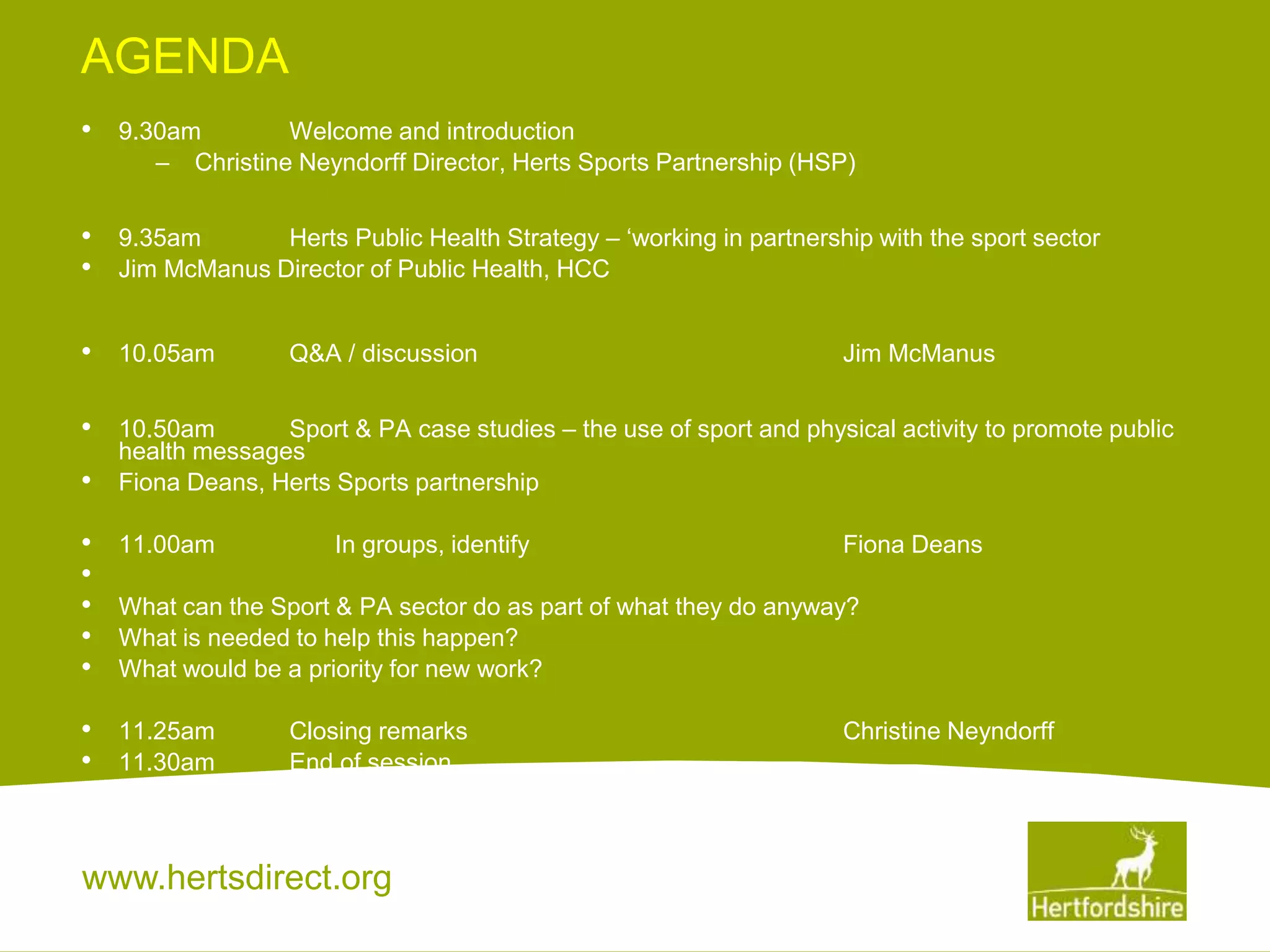 Sport and physical activity public health stakeholder event | PPT
