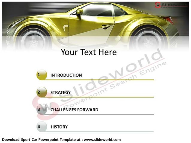 Sport Car Powerpoint Template - Slide World | PPTX