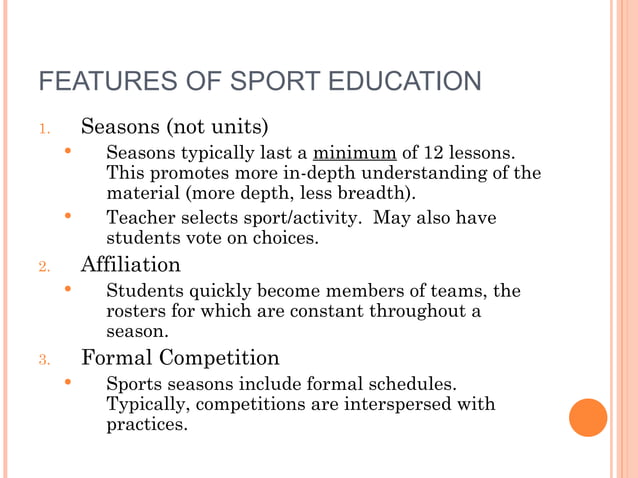 Sport Education Model | PPT