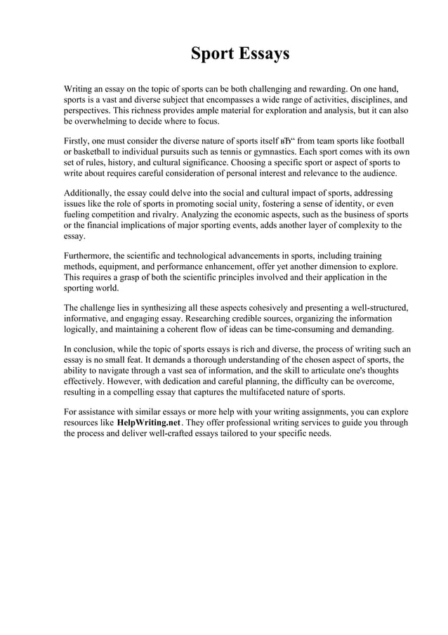 Sport Essays.pdf | Sports