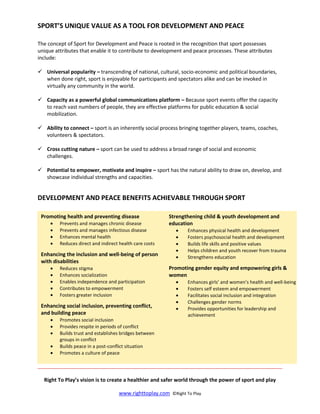 Sport for Development and Peace refers to the intentional use of sport ...