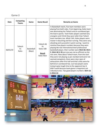 Sport games report Taltech | PDF