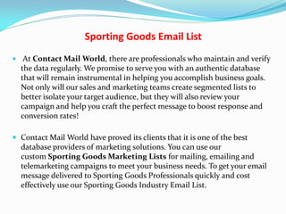 Sporting goods email list | PDF