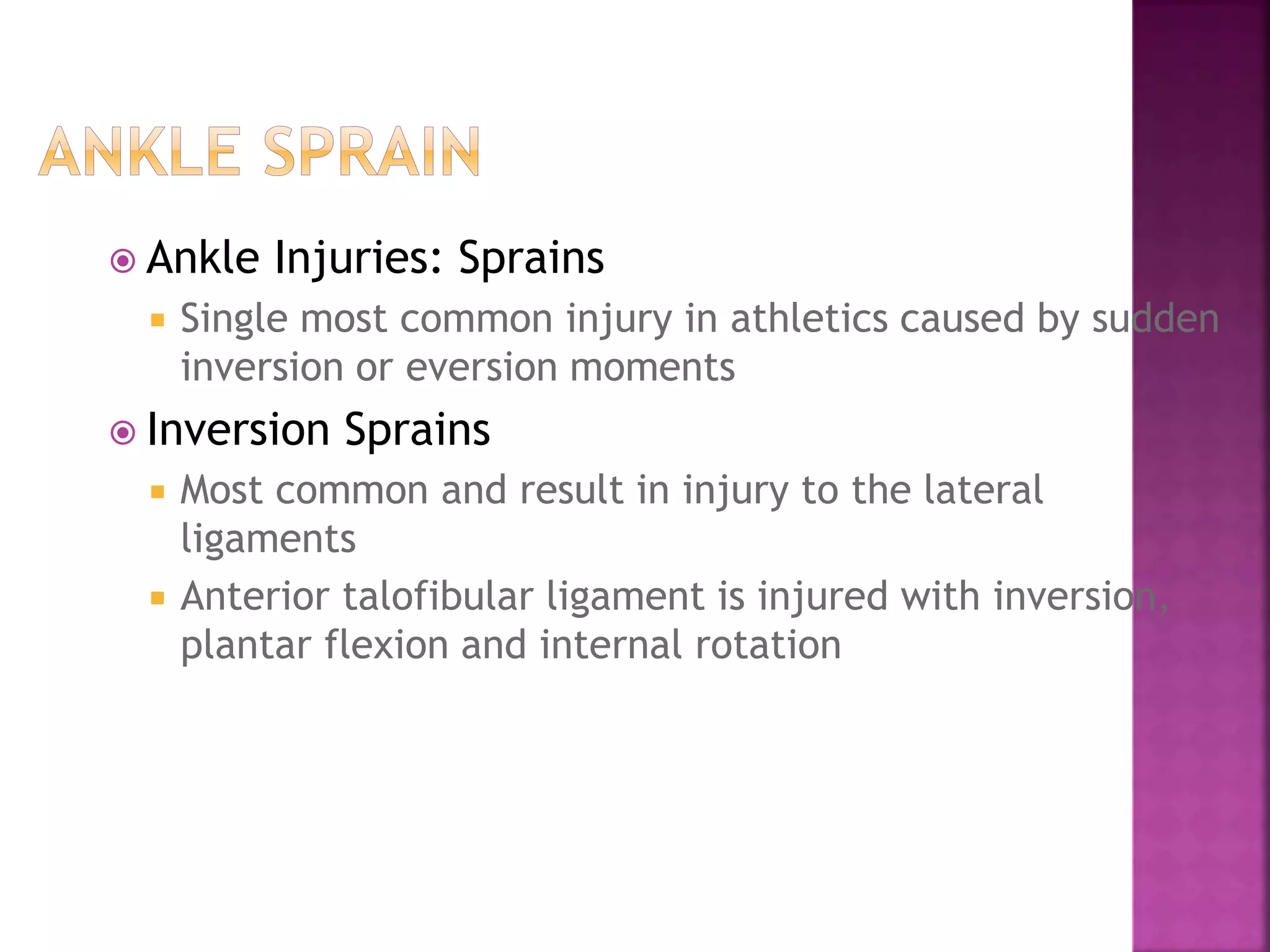 Sport Injuries - Ankle and Lower Leg Injuries | PPTX