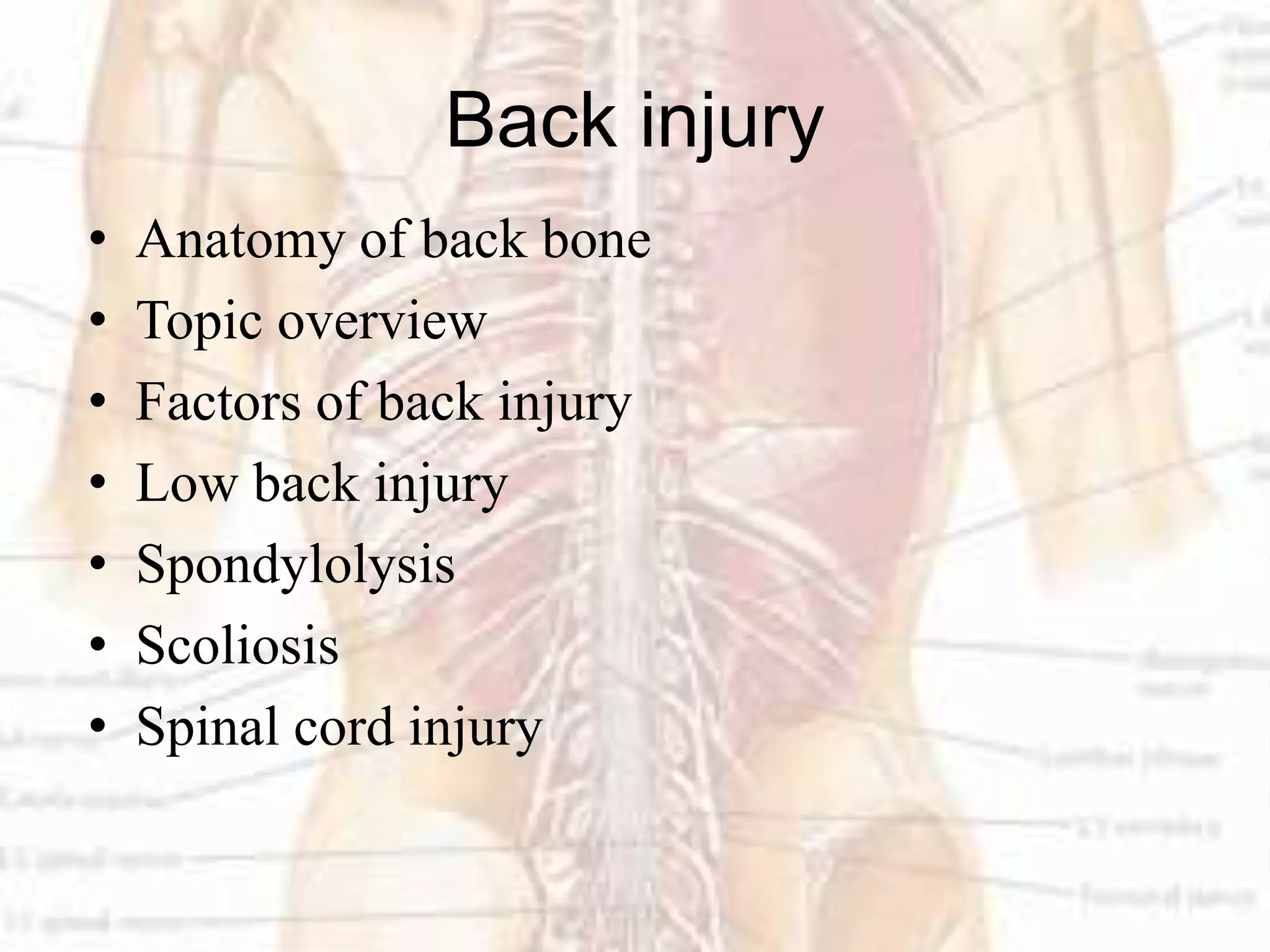 Sport Injuries - Back injury | PPTX