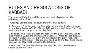About Kabbadi and Procedure for Kabbadi sport | PPTX
