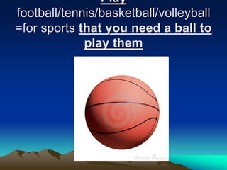 Places for sports and games in English.. | PPT