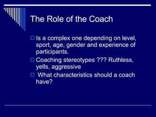 Sports Coaching Intro | PPT
