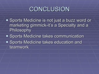 Sports Medicine The Team Approach | PPT