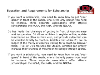 D1 Athlete's Sports Recruiting | PPT