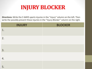 Sport safety and injury prevention | PPTX