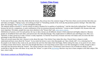Sports And Leisure | PDF