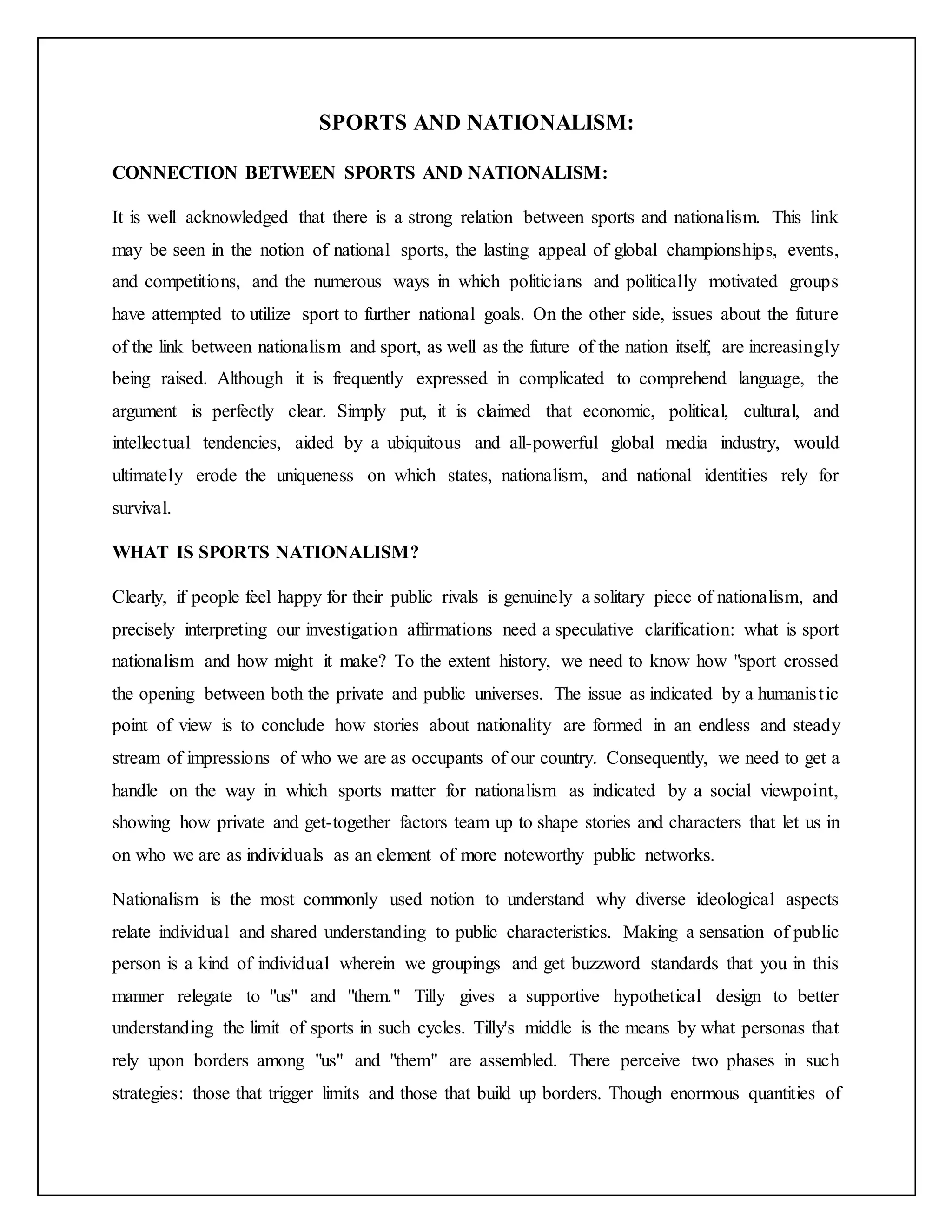 Sports and nationalism | DOCX