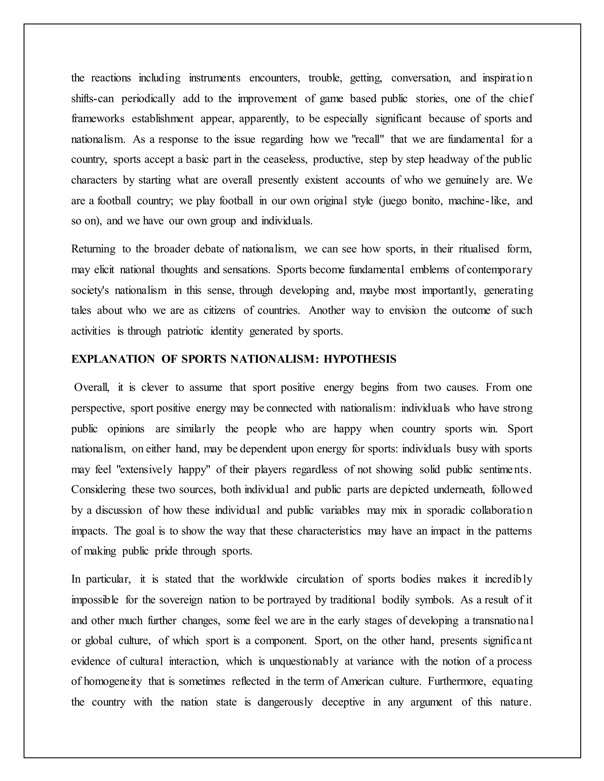 Sports and nationalism | DOCX