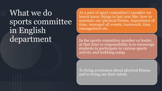 Sports and Recreation committee Leaders | PPT