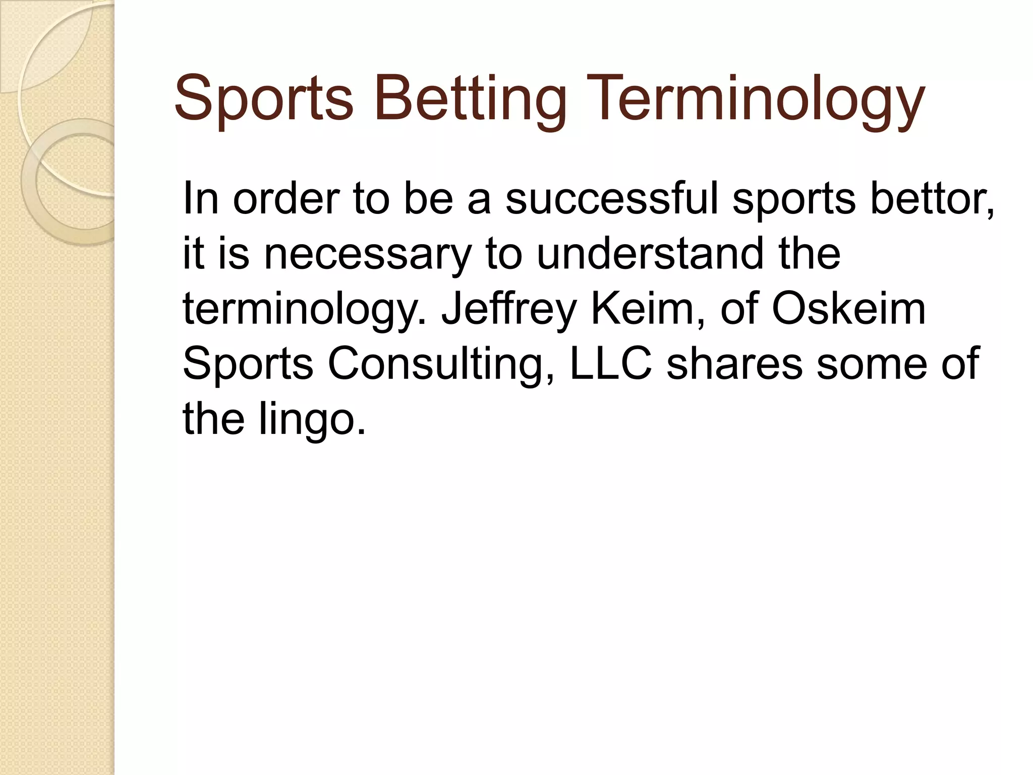 Sports Betting Terminology | PPTX