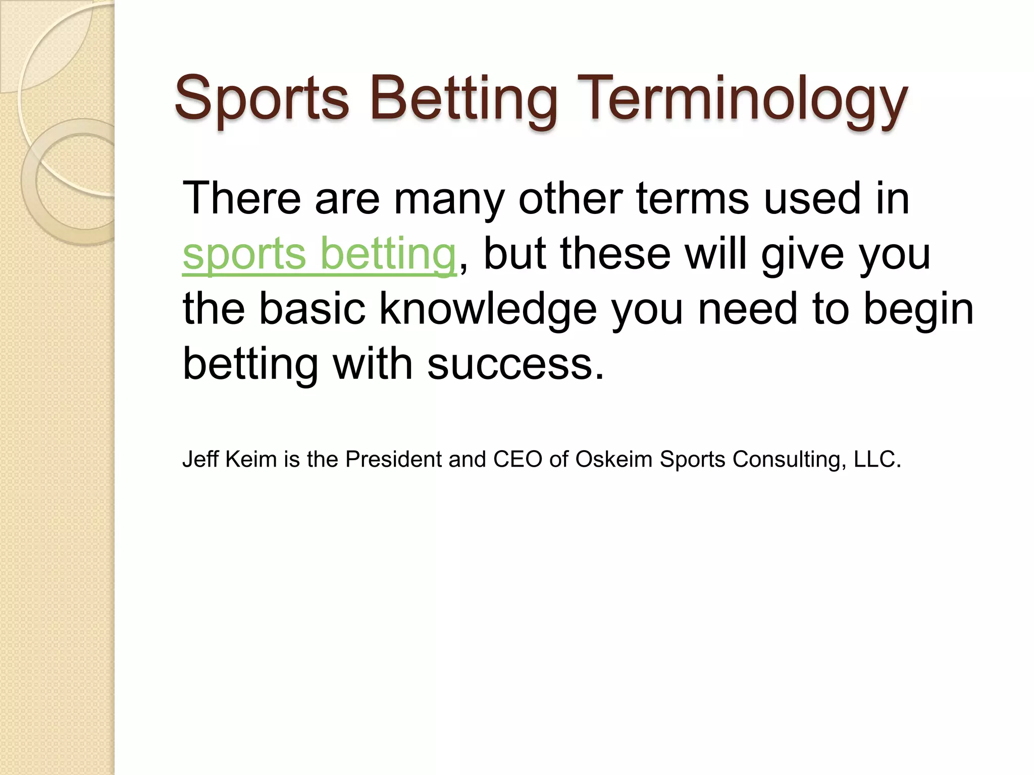 Sports Betting Terminology | PPTX