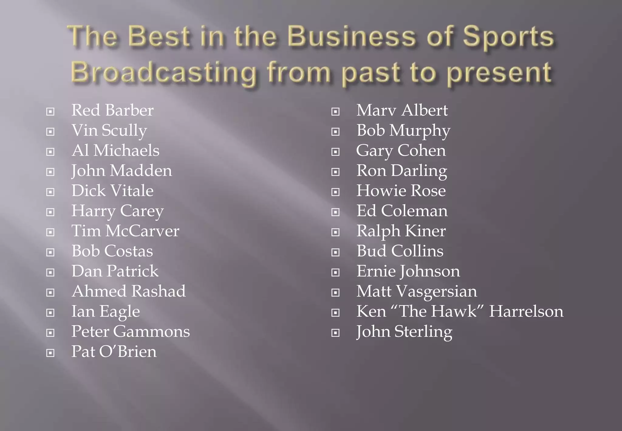 Sports broadcasting Presentation | PPTX