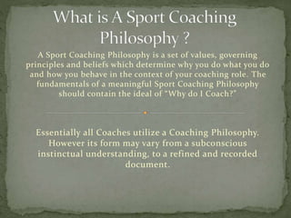 Sports Coaching philosophy | PPTX