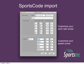 SportsCode and GPS Analysis | PDF