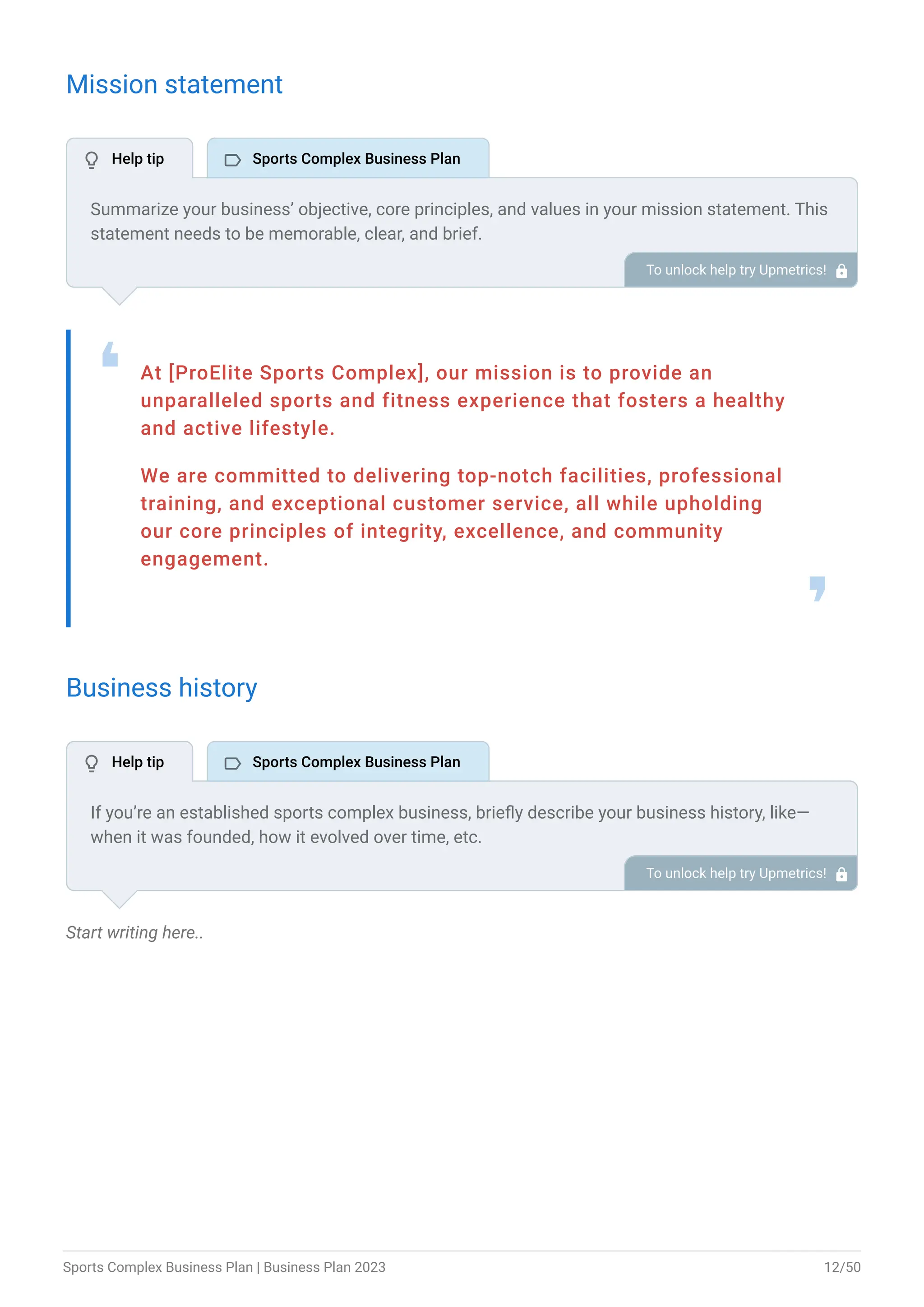 Sports Complex Business Plan Example . | PDF