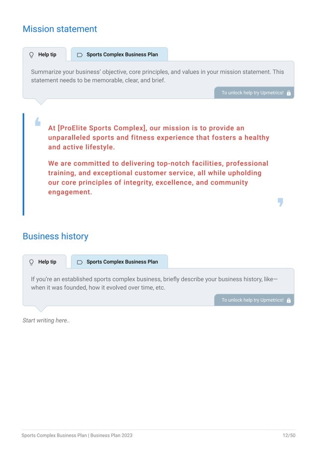 Sports Complex Business Plan Example . | PDF