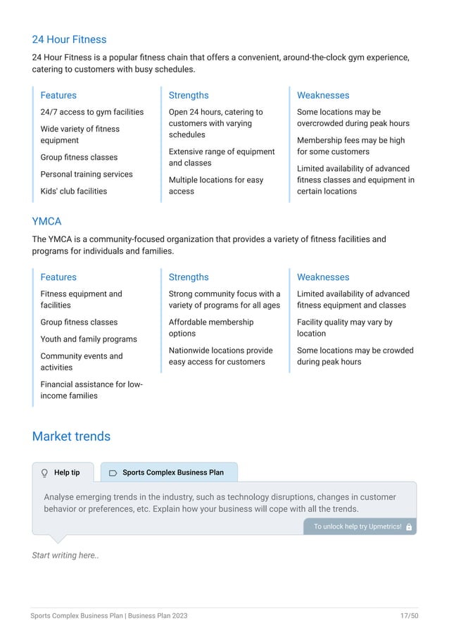 Sports Complex Business Plan Example . | PDF