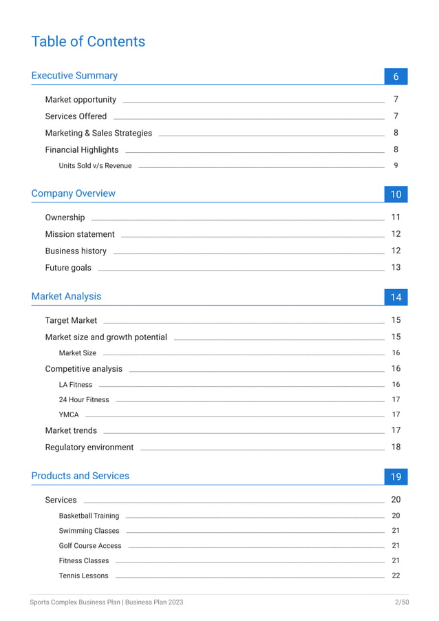 Sports Complex Business Plan Example . | PDF