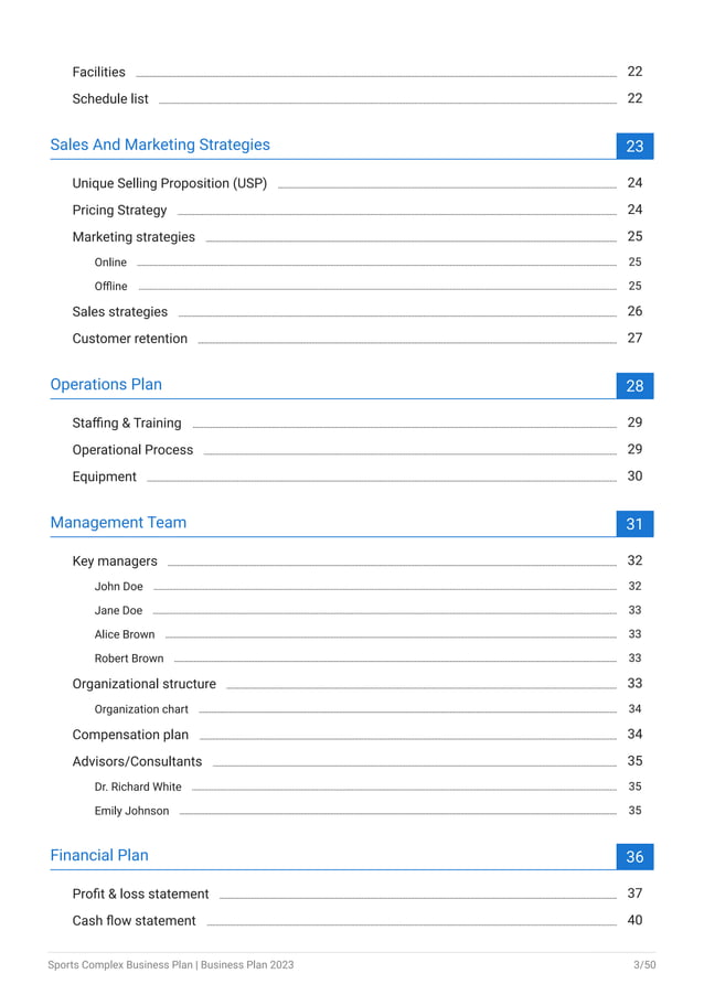 Sports Complex Business Plan Example . | PDF