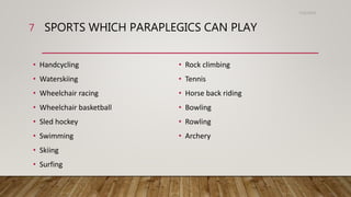 Sports for paraplegics | PPTX