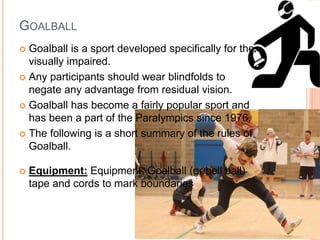 Sports for visually impaired | PPTX