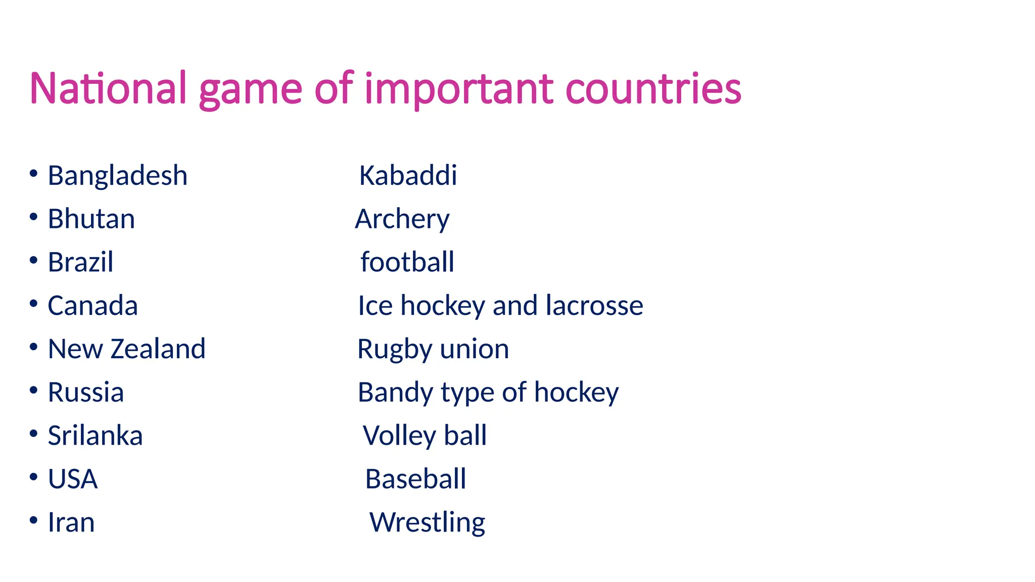 Sports General knowledge about different countries | PPTX