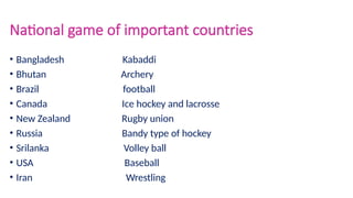 Sports General knowledge about different countries | PPT