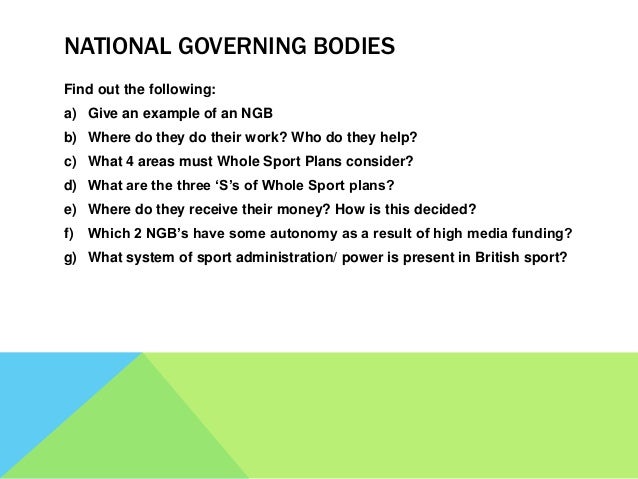 Sports gov bodies padlet lesson