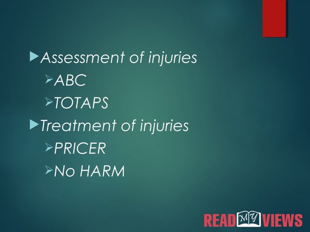 Sports injury management | PPT | First Aid | Injuries