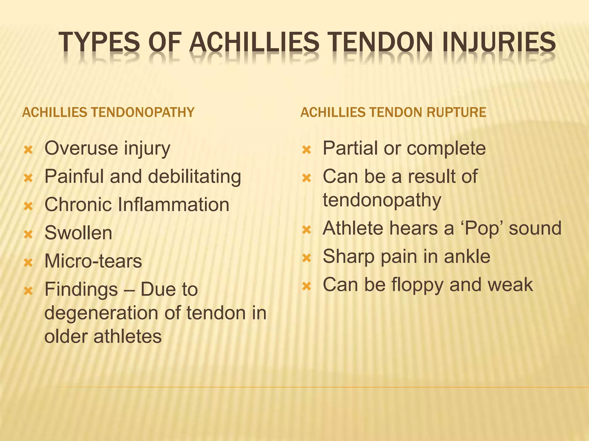 Achillies Tendon Injuries | PPTX