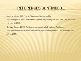 Achillies Tendon Injuries | PPTX